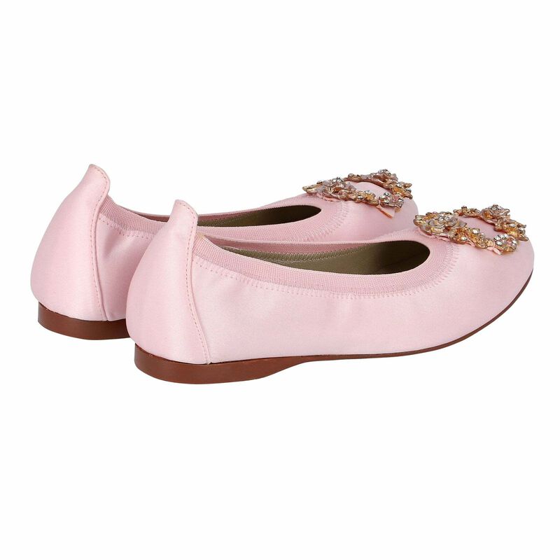 David Charles Girls Pink Satin Shoes | Junior Couture