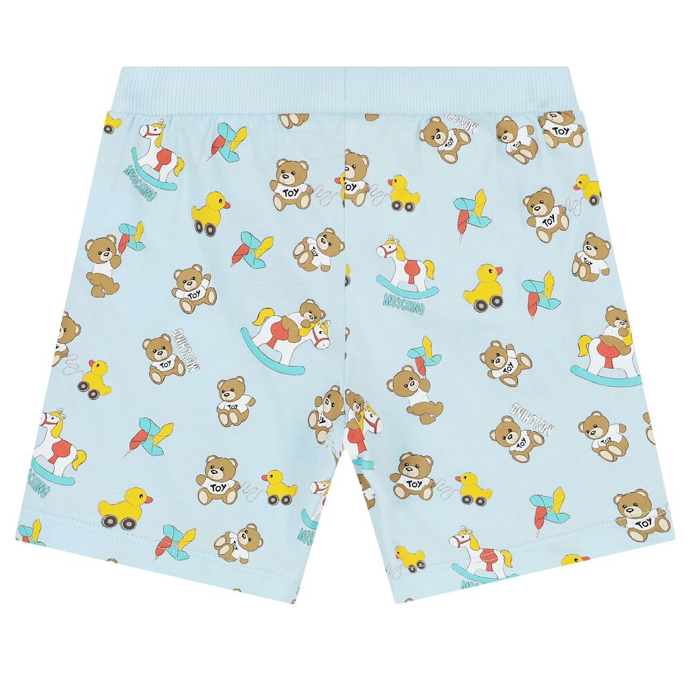 Moschino Blue Teddy Bear Logo Shorts Set | Junior Couture