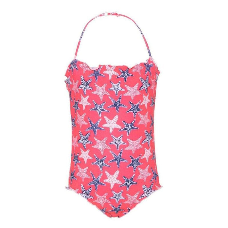 Sunuva Girls Neon Pink Starfish Ruched Swimsuit | Junior Couture