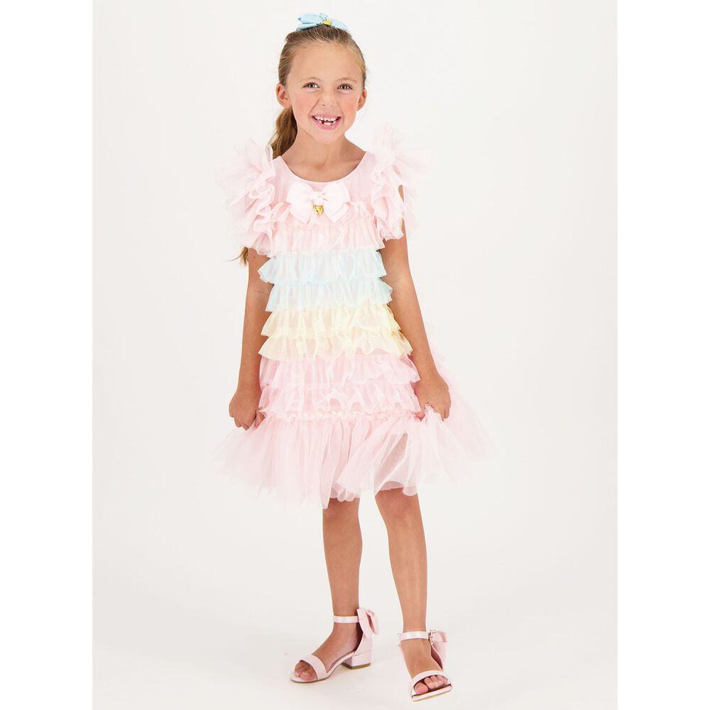 Angel's Face Girls Pink Ruffled Dress | Junior Couture