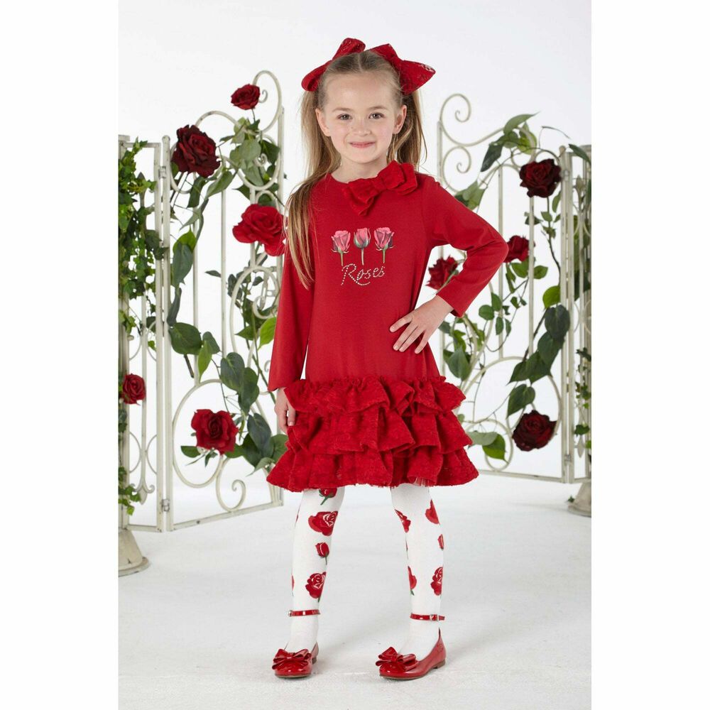 A Dee Girls Red Rose Dress | Junior Couture