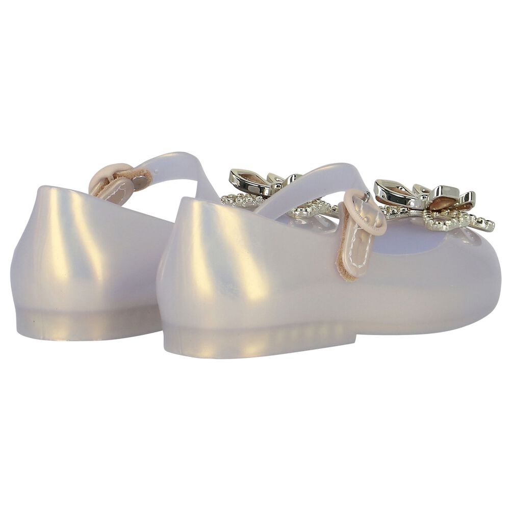 Mini Melissa Younger Girls Ivory & Beige Butterfly Jelly Shoes | Junior ...