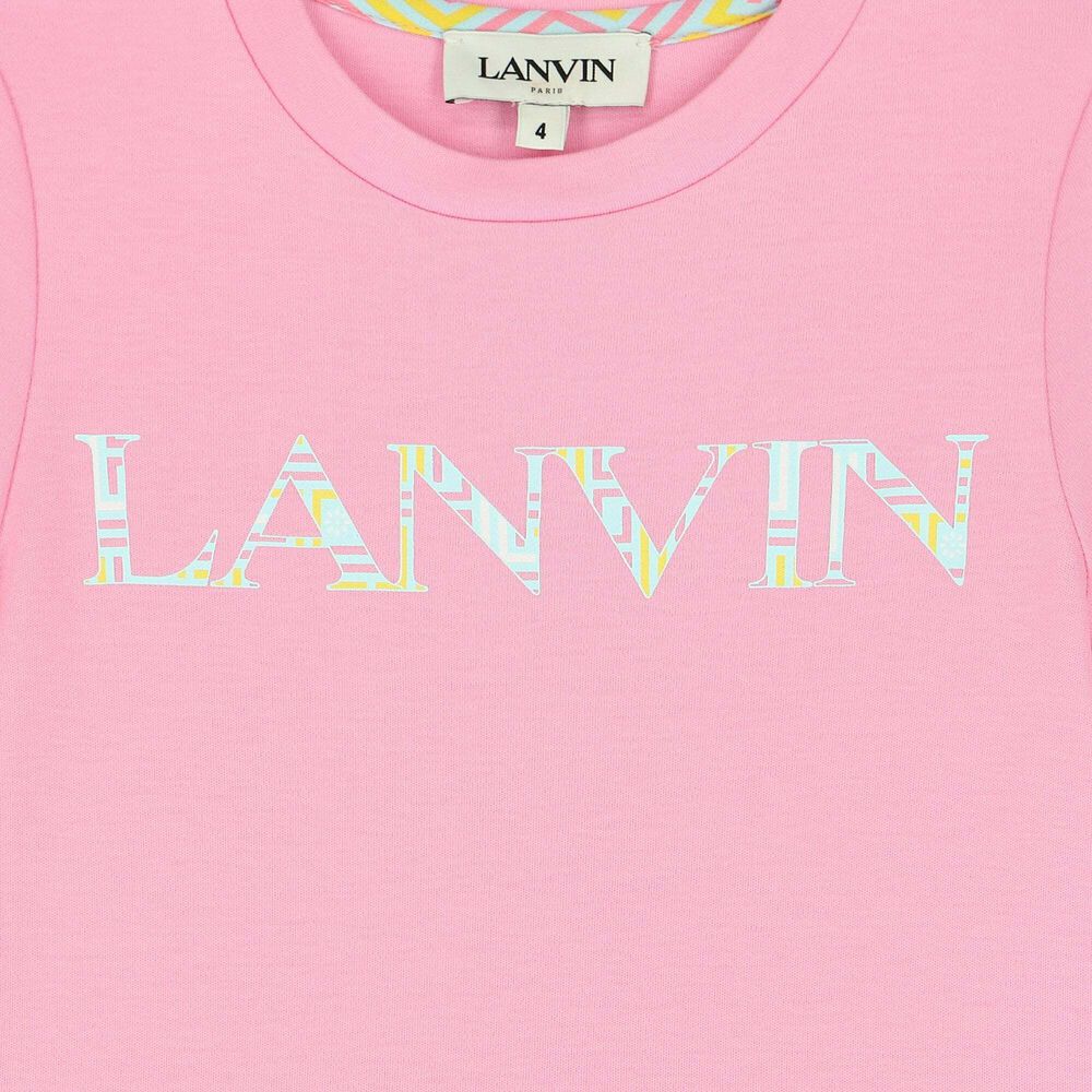 LANVIN Girls Pink Logo Dress | Junior Couture