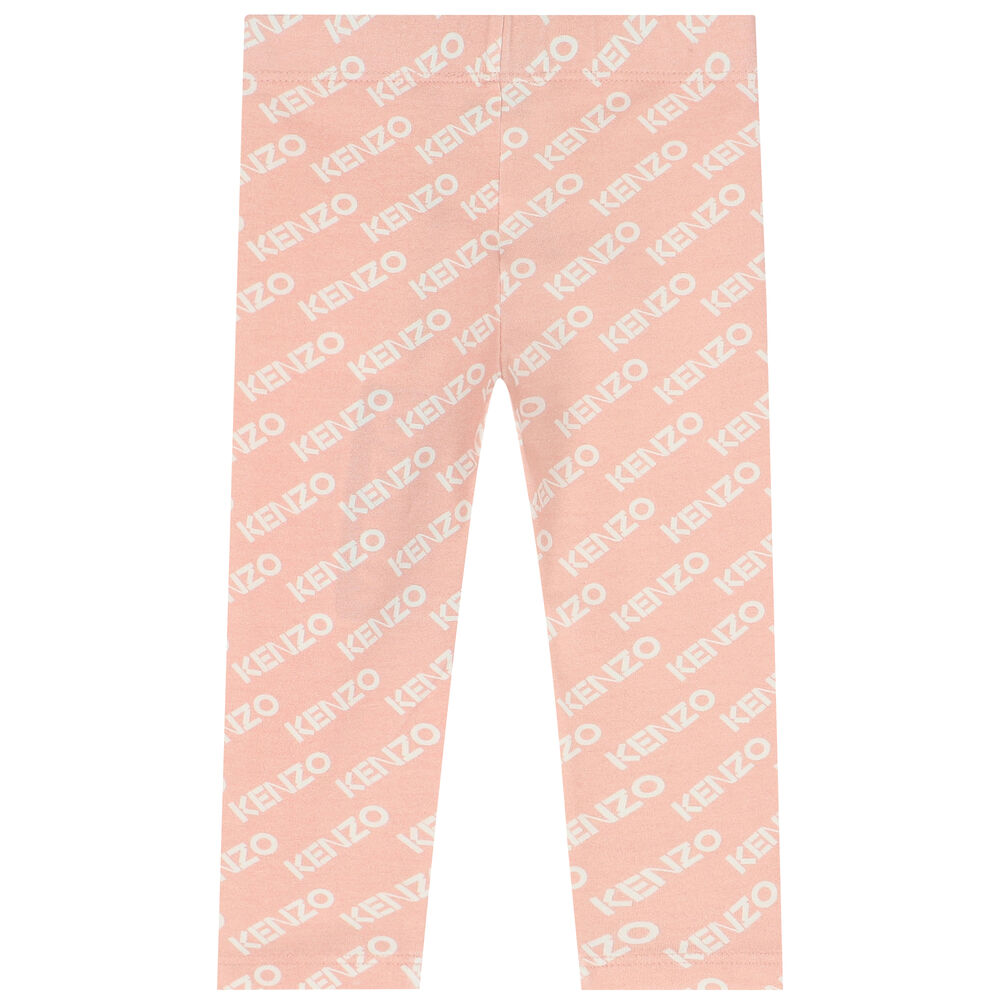 KENZO KIDS Younger Girls Pink Logo Leggings | Junior Couture