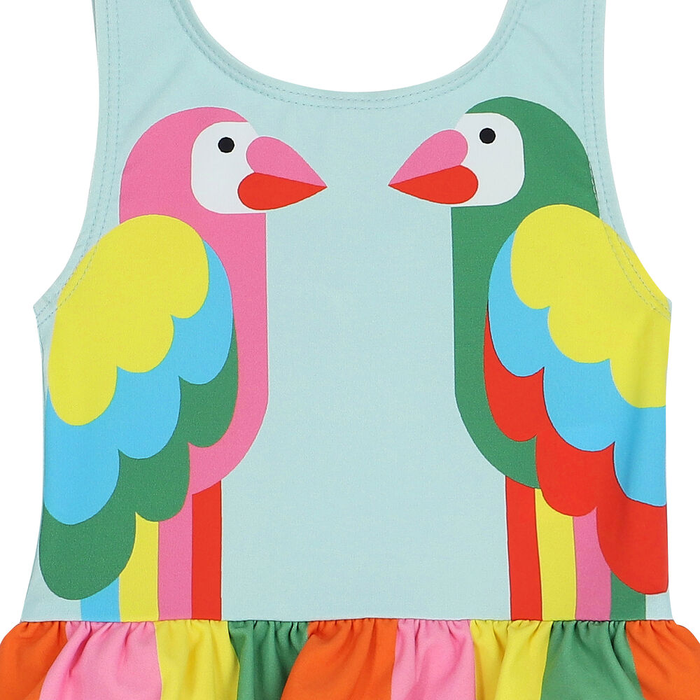 Stella McCartney Younger Girls Blue Birds Swimsuit | Junior Couture