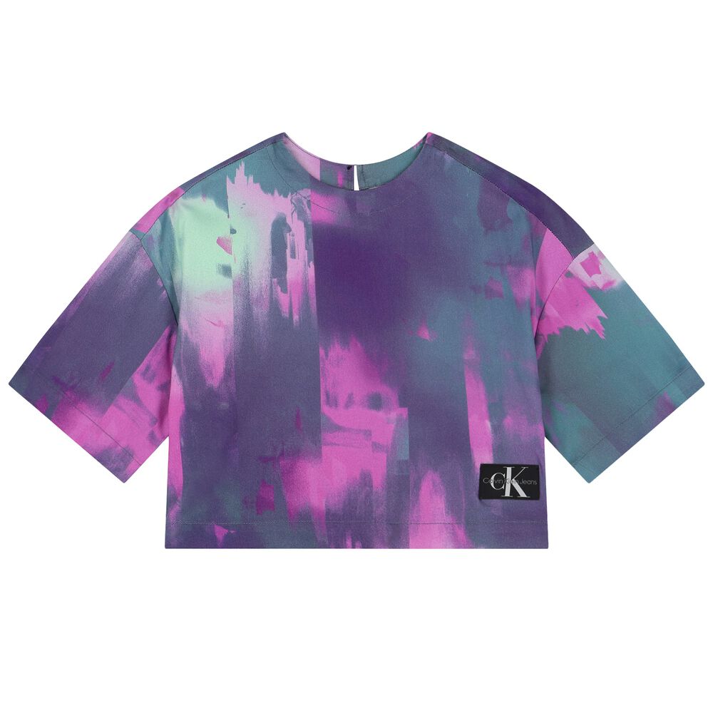 Calvin Klein Girls Purple & Blue Logo T-Shirt | Junior Couture