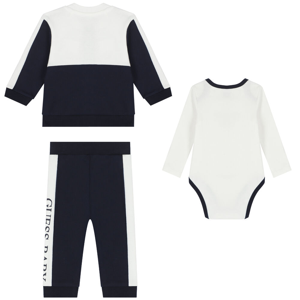 Guess Baby Boys Navy Blue & White Logo Tracksuit Set | Junior Couture USA