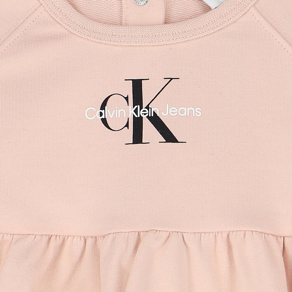 Calvin Klein Baby Girls Pink Logo Dress | Junior Couture KSA