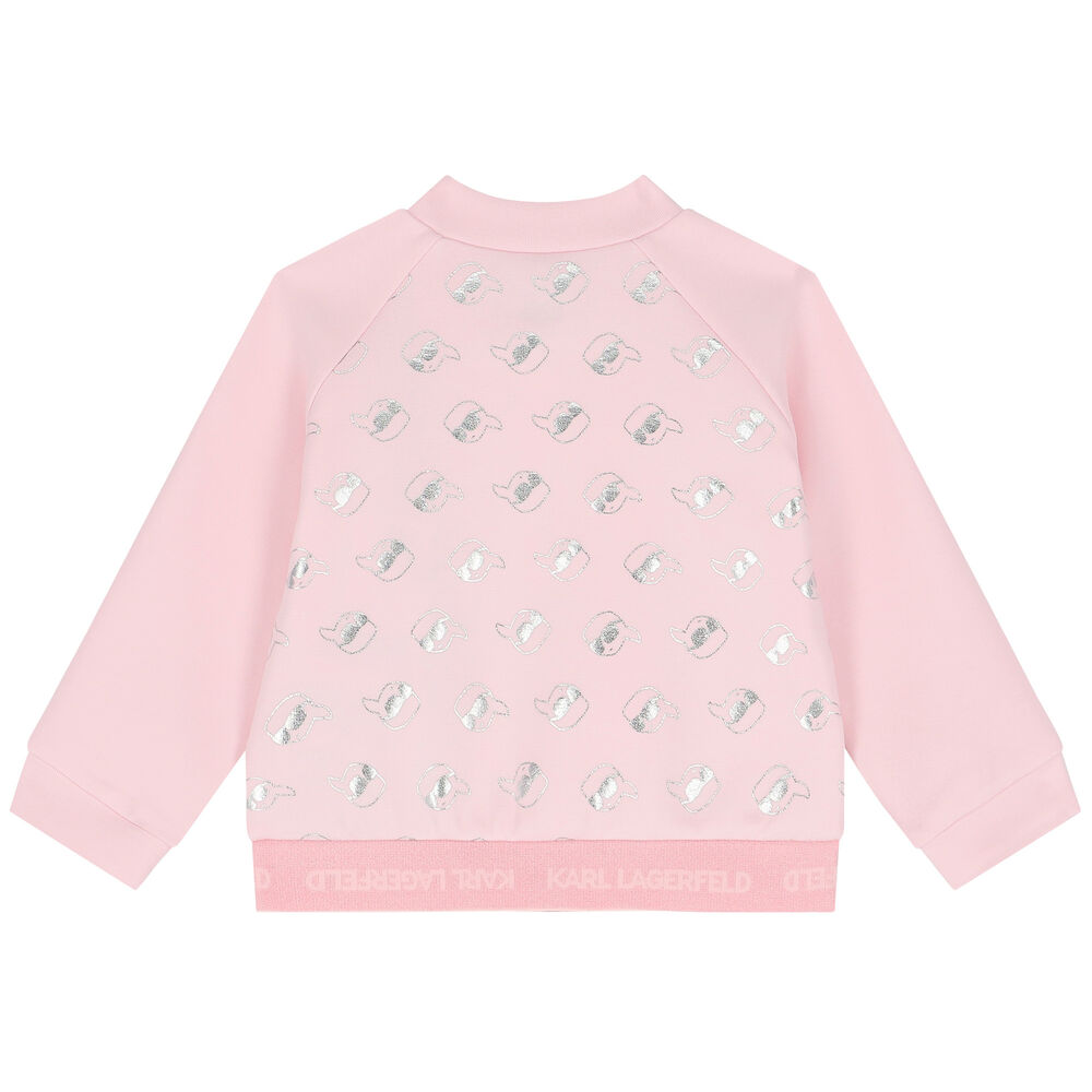 KARL LAGERFELD Younger Girls Pink & White Logo 3-Piece Tracksuit ...