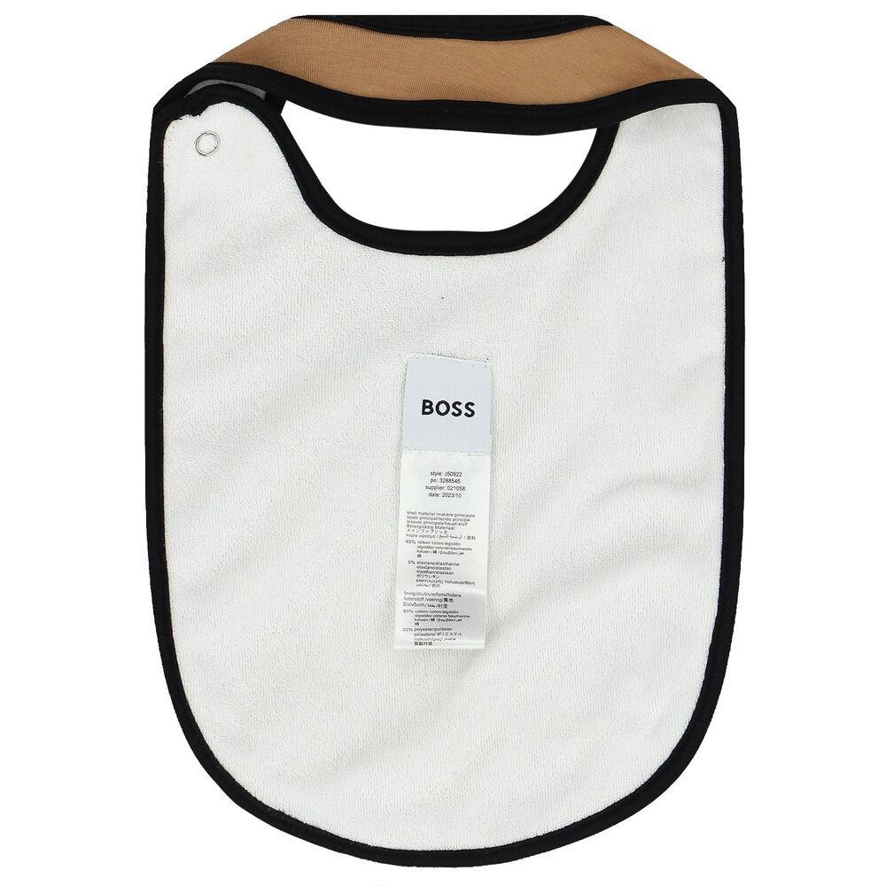 BOSS White & Beige Logo Bibs ( 3-Pack ) | Junior Couture