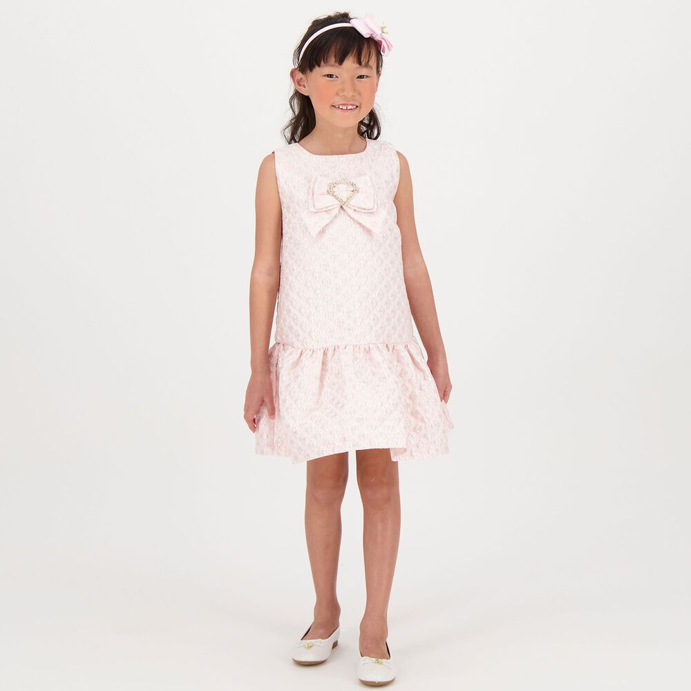 Angel's Face Girls Pink Jacquard Flower Dress | Junior Couture
