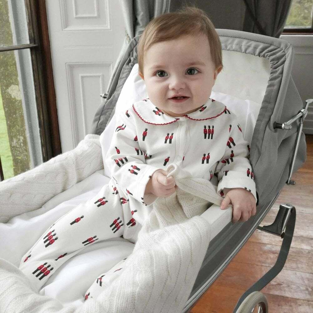Rachel Riley Baby White Printed Babygrow | Junior Couture