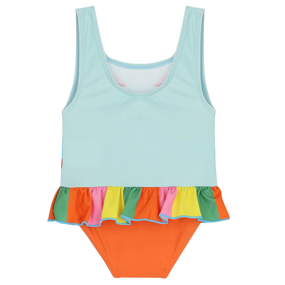 Stella McCartney Younger Girls Blue Birds Swimsuit | Junior Couture