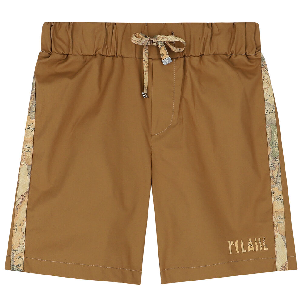 Alviero Martini Boys Beige Geo Map Shorts | Junior Couture