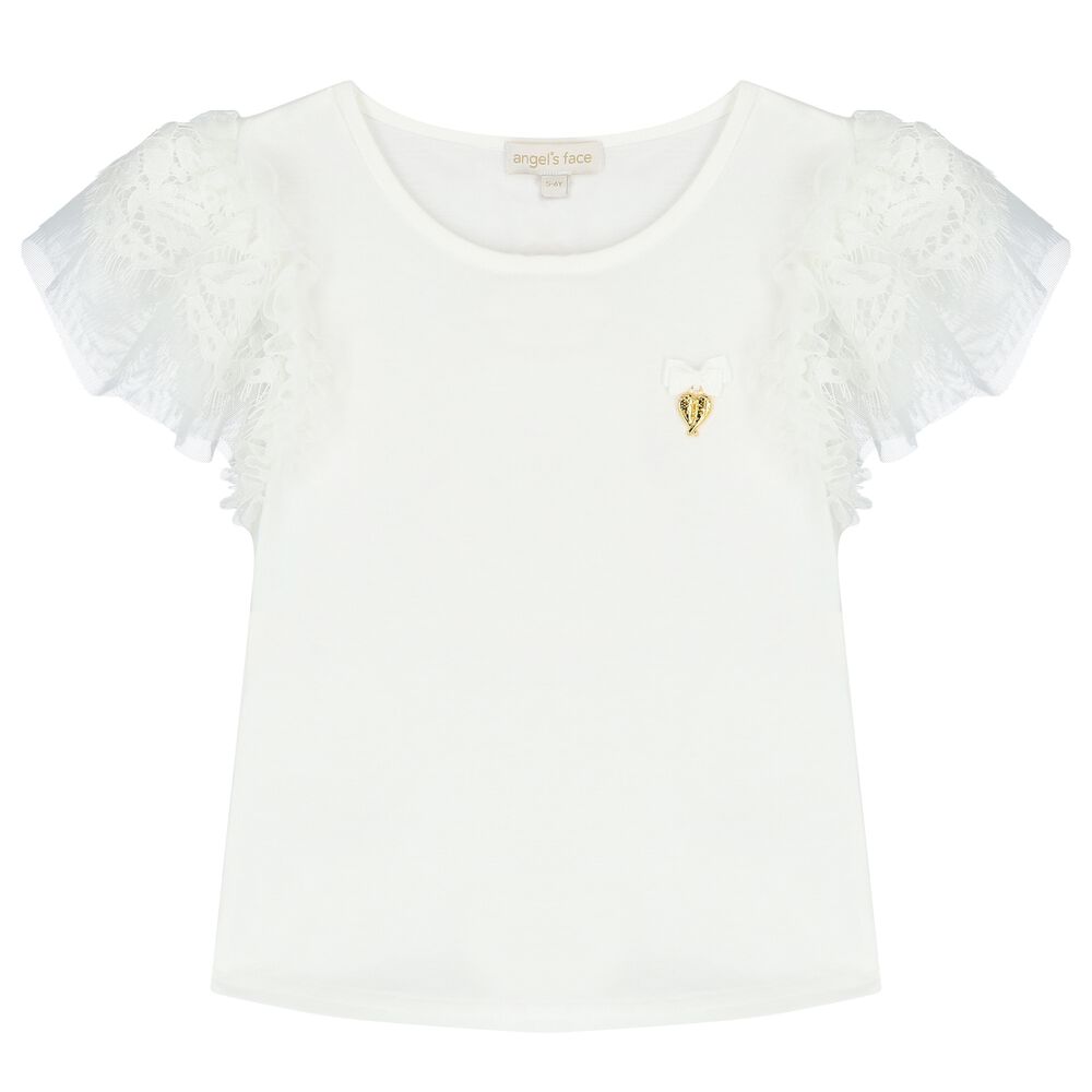Angel's Face Girls White Lace Top | Junior Couture