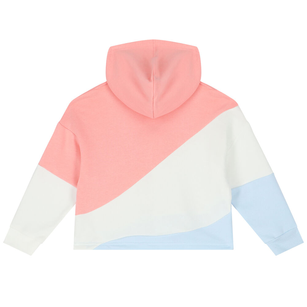 Puma Girls Pink, White & Blue Logo Hooded Top | Junior Couture