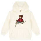 Guess Ivory Teddy Bear Logo Sherpa Hooded Top | Junior Couture