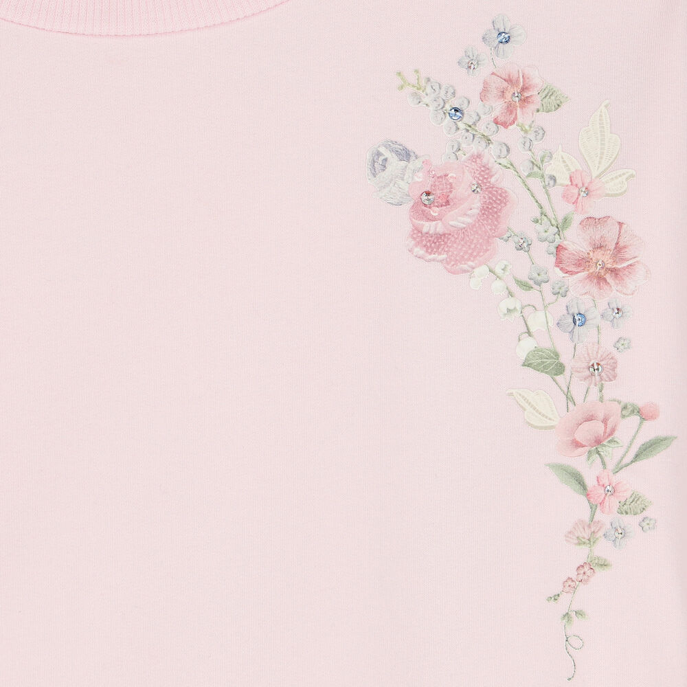 Lapin House Girls Pink Floral Tulle Dress | Junior Couture