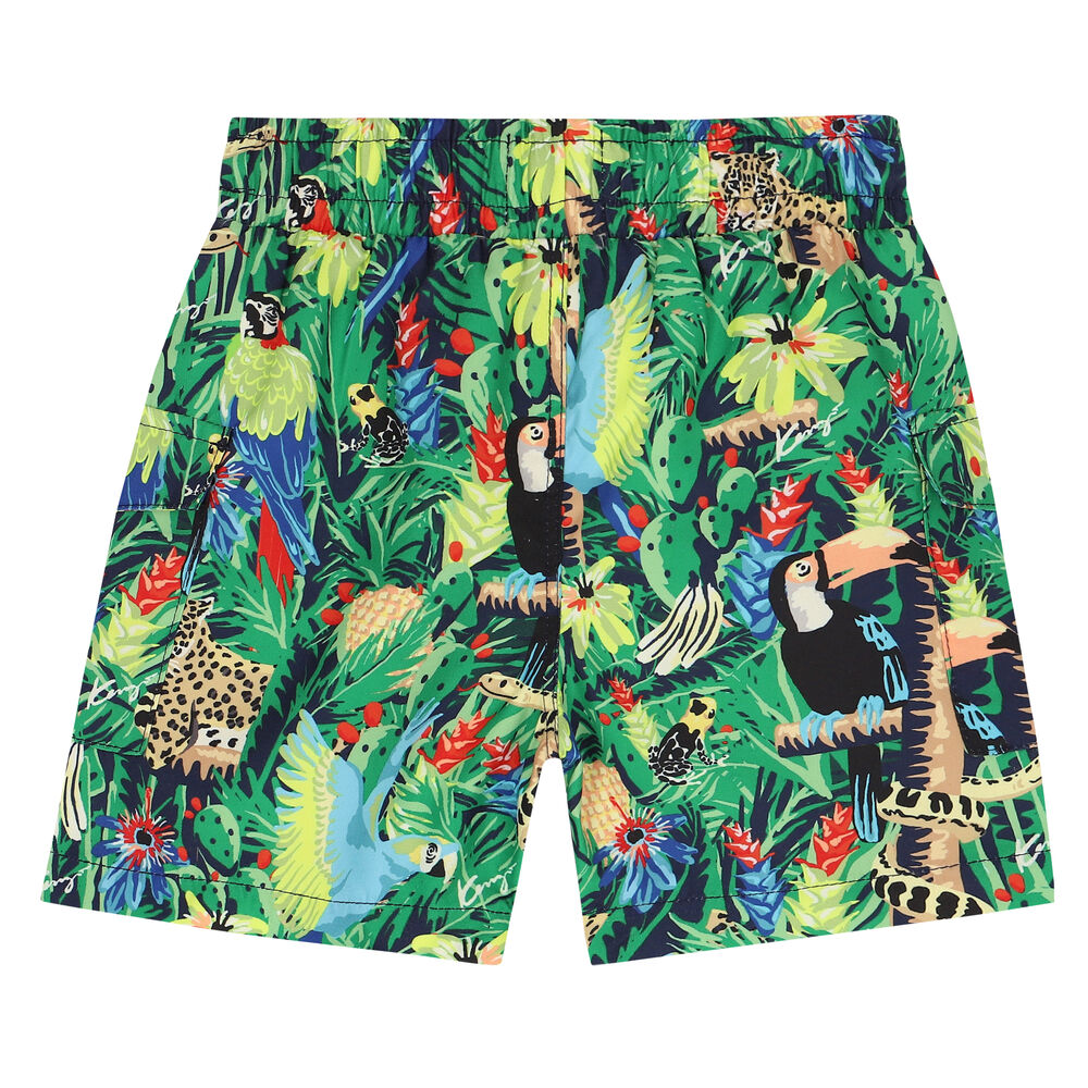 KENZO KIDS Younger Boys Green Tropical Swim Shorts | Junior Couture