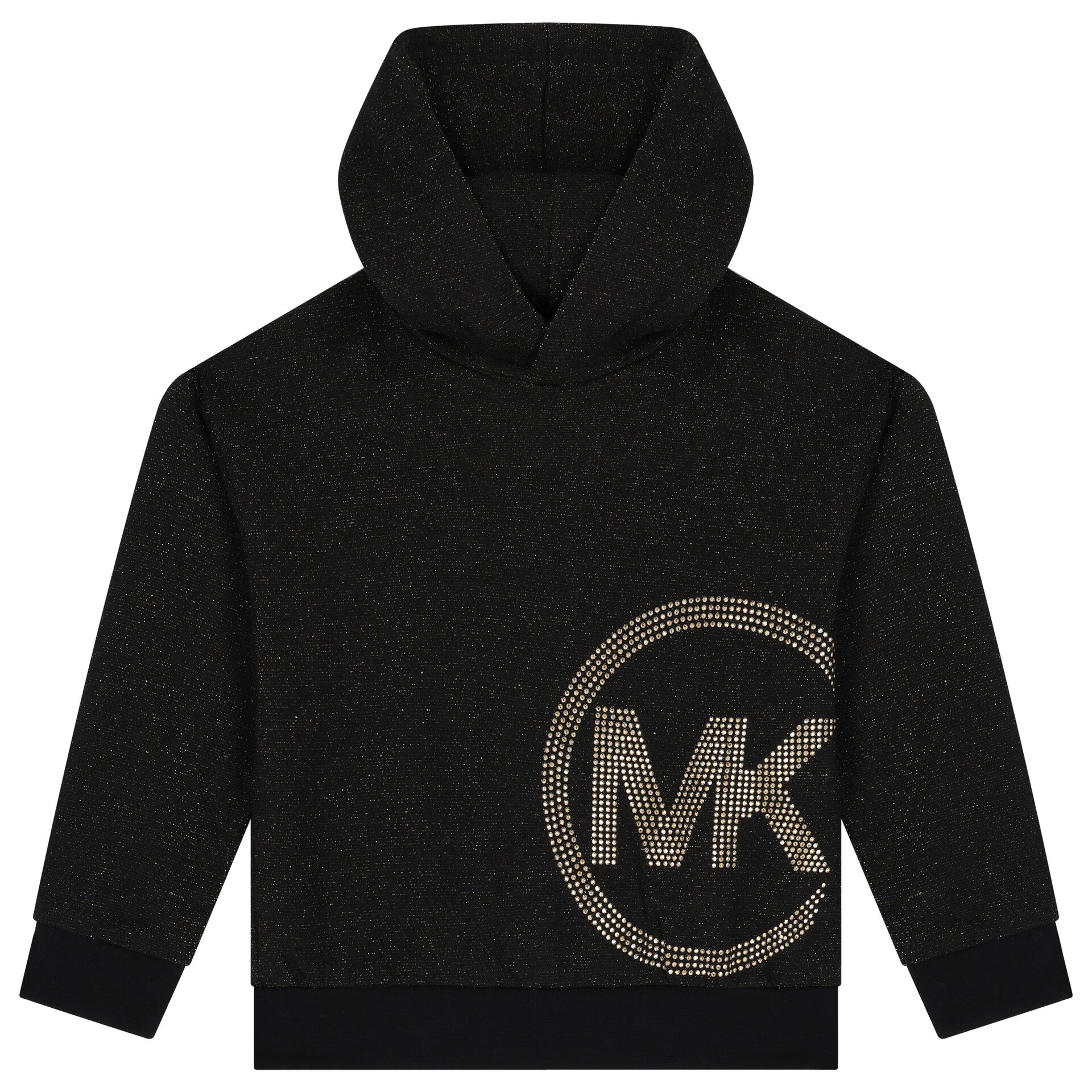 MICHAEL KORS Girls Black Gold Logo Hooded Top Junior Couture