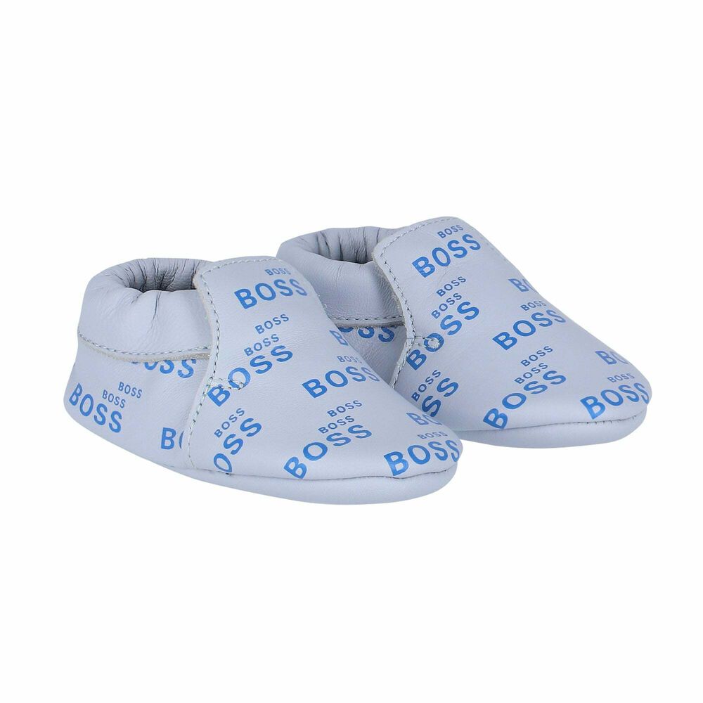 BOSS Baby Boys Blue Logo Pre Walker Shoes | Junior Couture