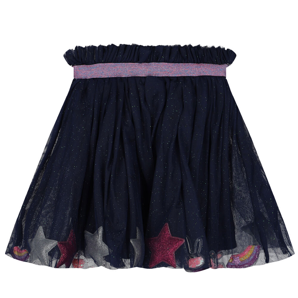 BILLIEBLUSH Girls Navy Blue Heart & Star Tulle Skirt | Junior Couture ...