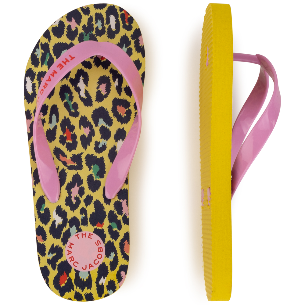 MARC JACOBS Girls Pink & Yellow Cheetah Flip Flops | Junior Couture