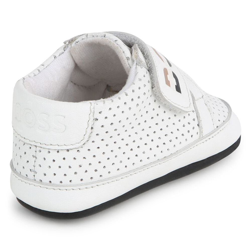BOSS Baby Boys White Logo Pre Walker Shoes | Junior Couture USA