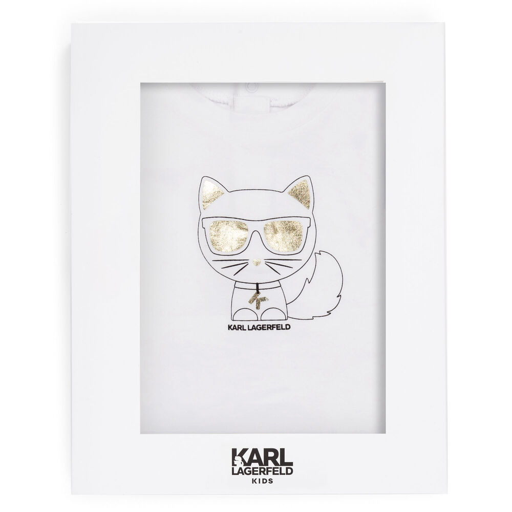 KARL LAGERFELD Baby Girls White Choupette Dress | Junior Couture