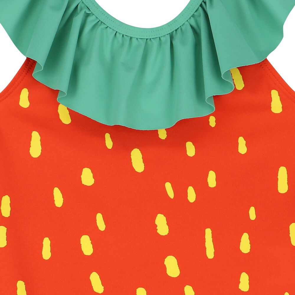 Stella McCartney Girls Red & Green Ruffled Swimsuit | Junior Couture