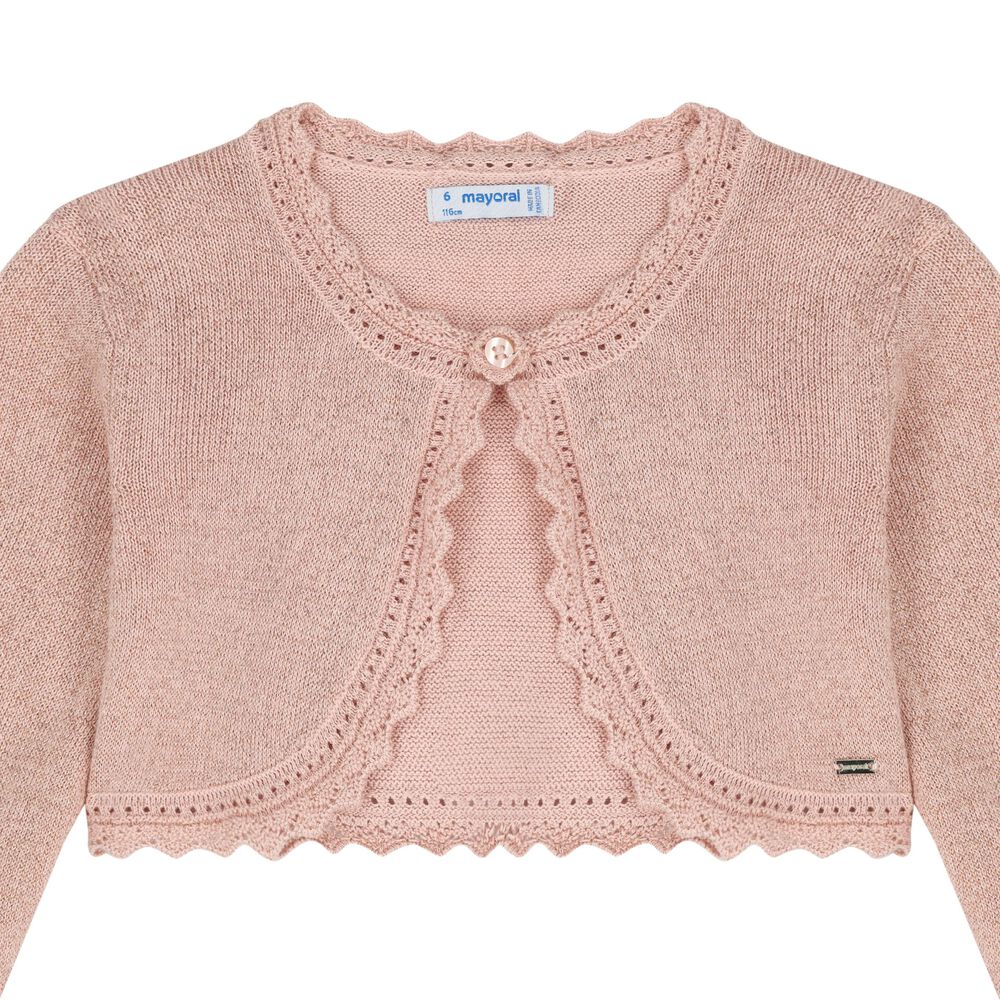 Mayoral Girls Pink Bolero Cardigan | Junior Couture