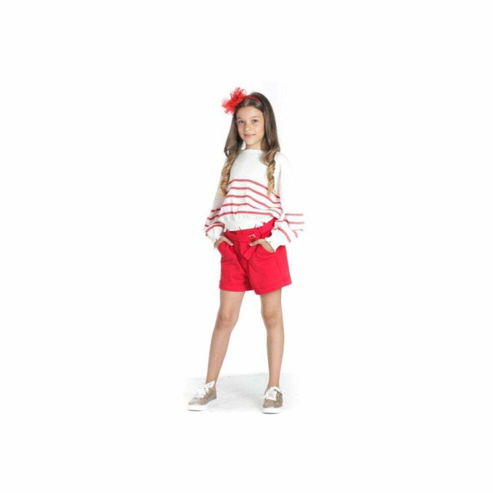 Fun & Fun Girls Red Shorts With Belt | Junior Couture