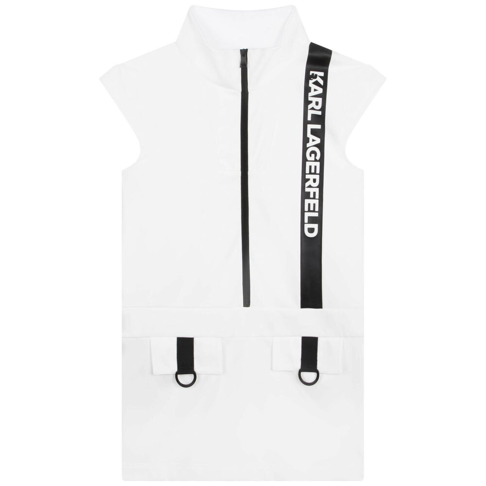 KARL LAGERFELD Girls white Logo Mini-Me Dress | Junior Couture