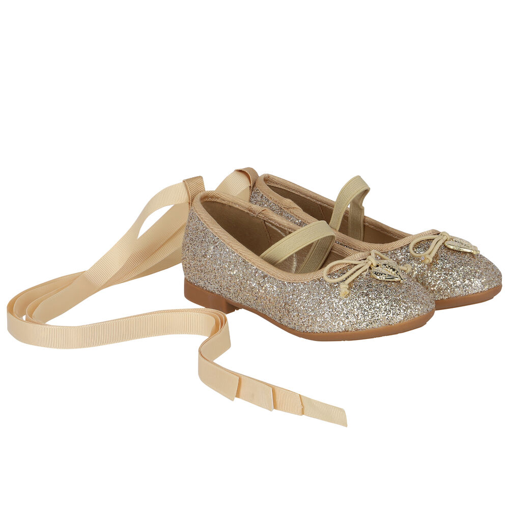 Angel's Face Girls Gold Glitter Shoes | Junior Couture