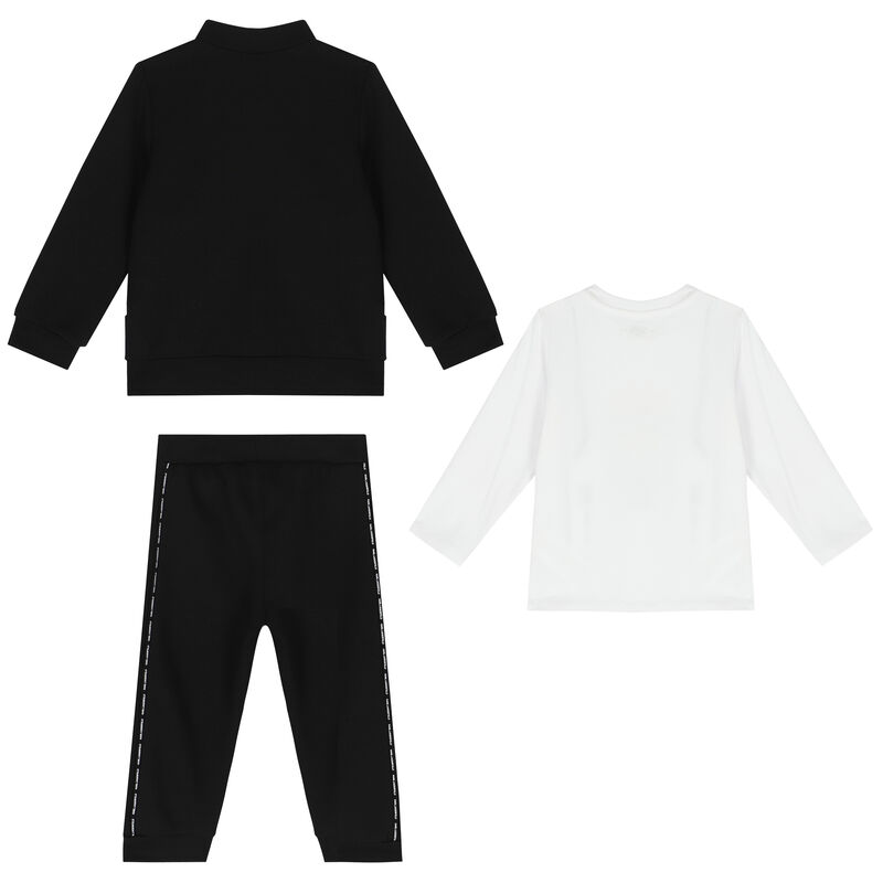 KARL LAGERFELD Younger Boys Black & White Logo 3-Piece Tracksuit ...