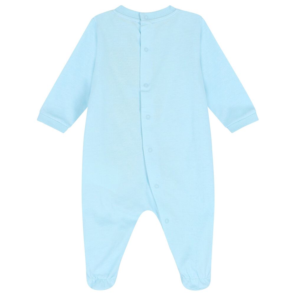Moschino Baby Boys Blue Teddy Bear Logo Babygrow Gift Set | Junior Couture