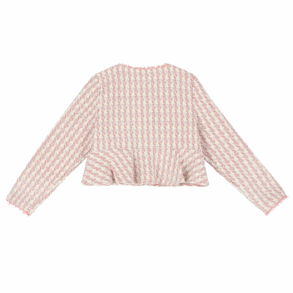Sarabanda Girls White & Pink Tweed Jacket | Junior Couture USA