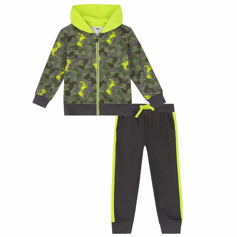 iDO Boys Grey & Neon Green Tracksuit | Junior Couture