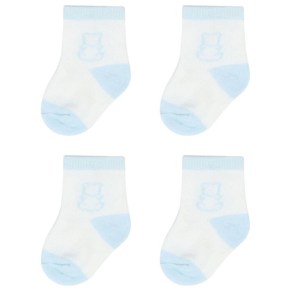 Emile et Rose Baby Boys White & Blue Socks ( 2-Pack ) | Junior Couture