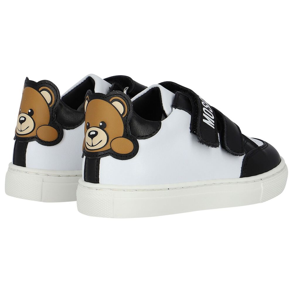 Moschino Black & White Teddy Bear Trainers | Junior Couture