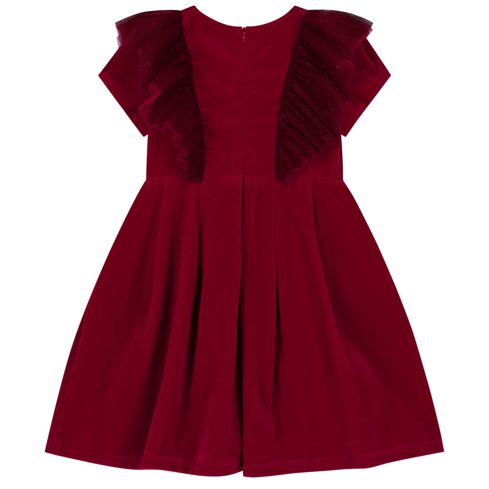 Balloon Chic Girls Red Velvet Bow Dress | Junior Couture USA