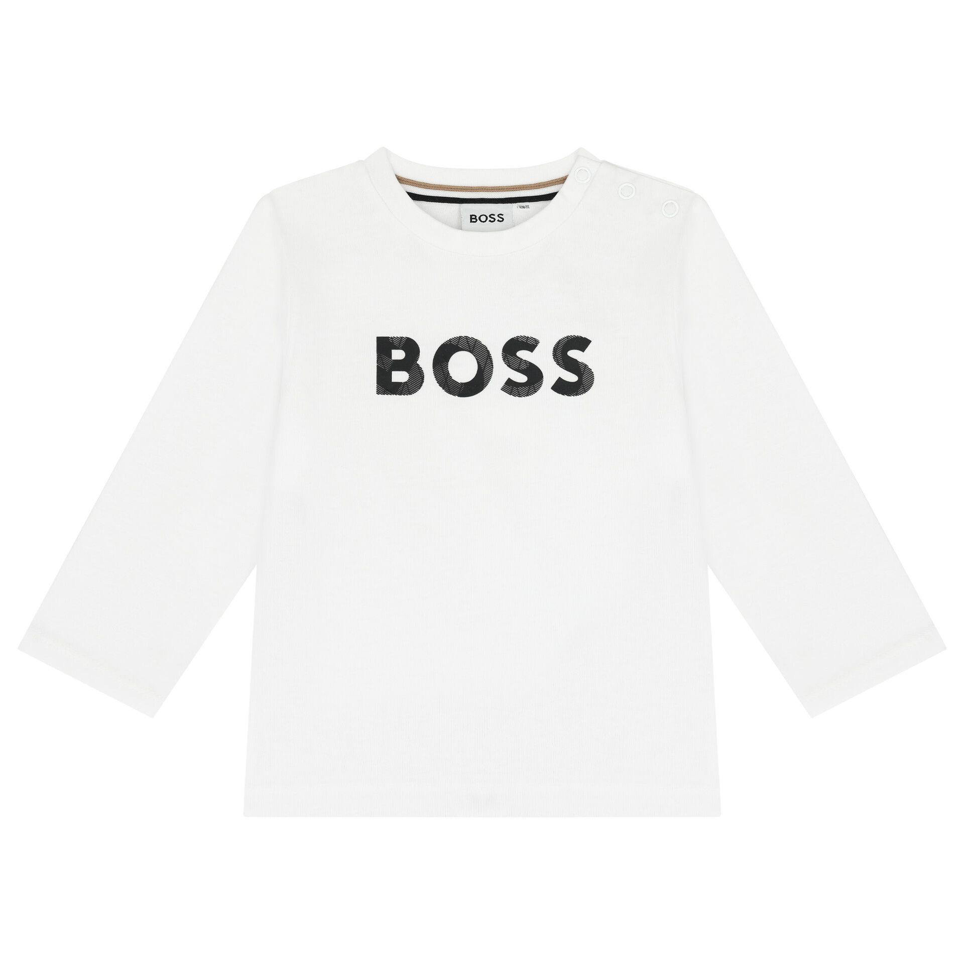 BOSS Younger Boys White Logo Long Sleeve Top Junior Couture USA