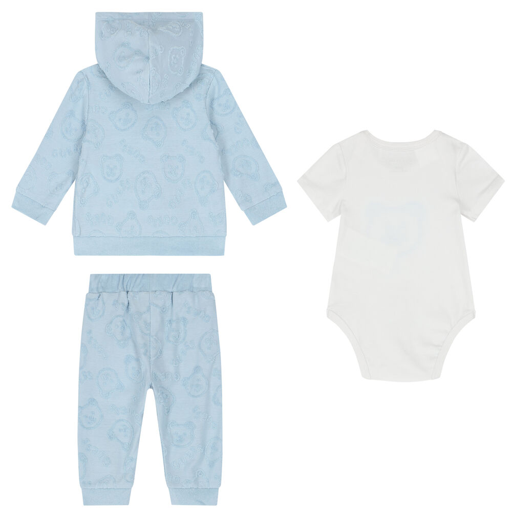 Guess White & Blue Logo 3 Piece Tracksuit | Junior Couture KSA