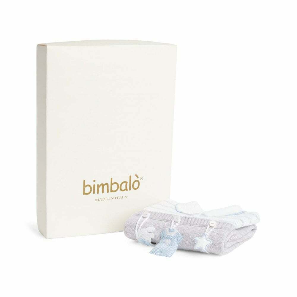 Bimbalo Baby Boys White & Grey Knit Babygrow | Junior Couture