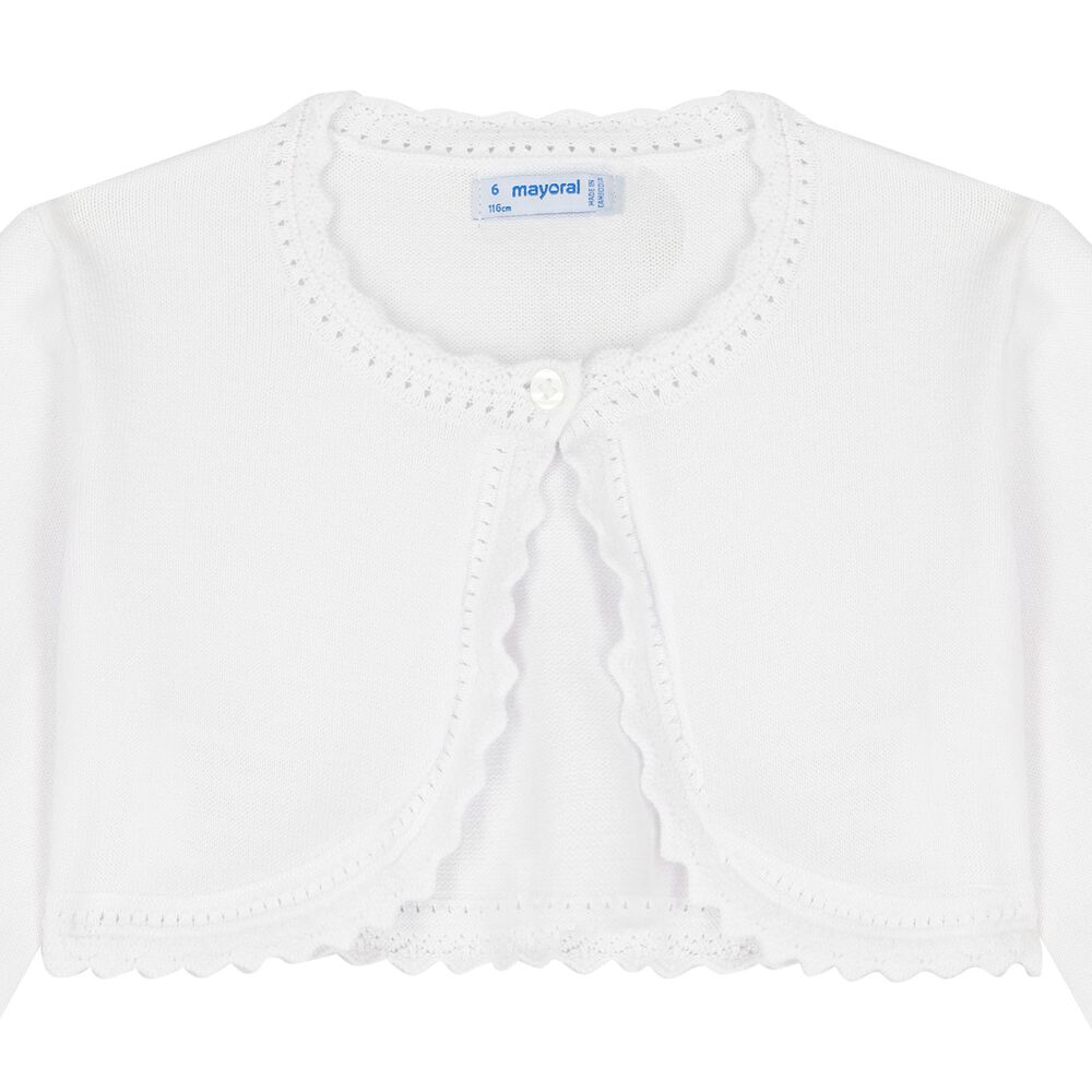 Mayoral Girls White Bolero Cardigan | Junior Couture USA