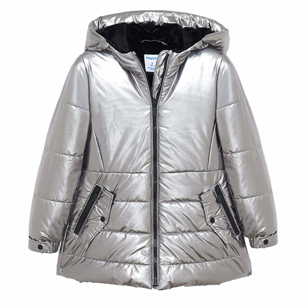 Mayoral Girls Silver Puffer Jacket | Junior Couture
