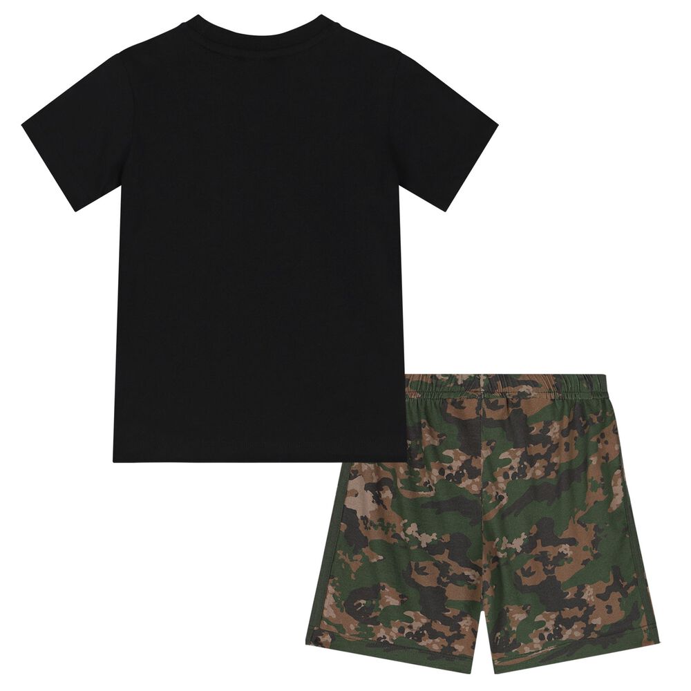 adidas Originals Black & Green Trefoil Logo Camouflage Shorts Set ...