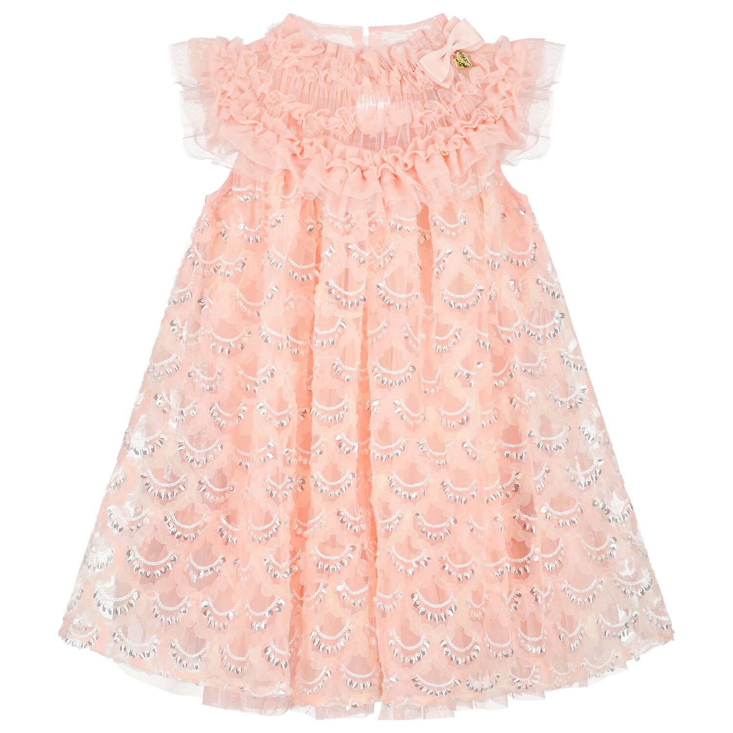 Angel's Face Girls Pink Sequin Tulle Dress | Junior Couture