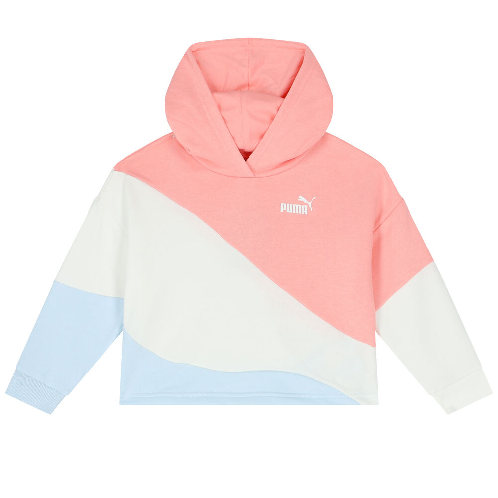 Puma Girls Pink, White & Blue Logo Hooded Top | Junior Couture