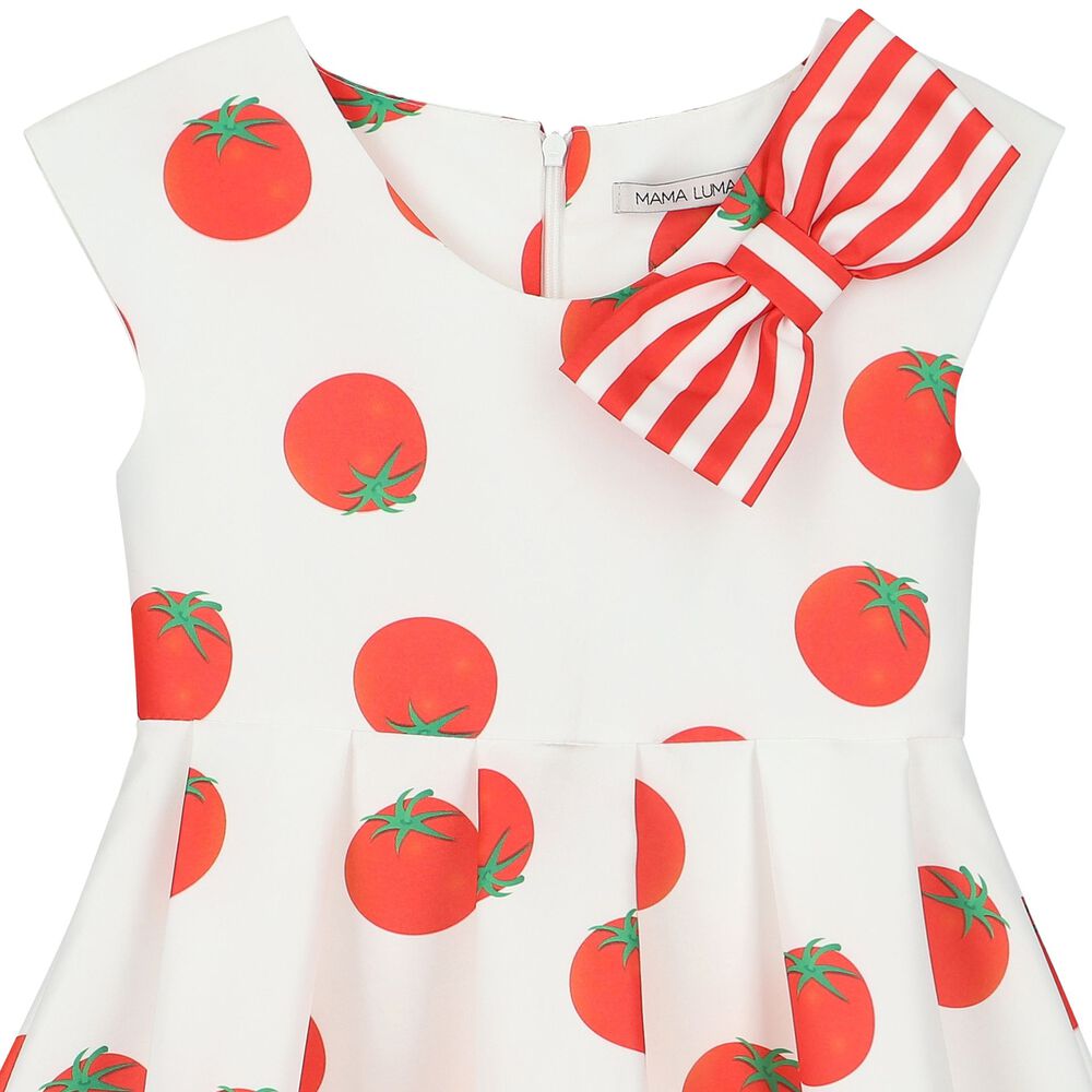 Mama Luma Girls White & Red Tomato Dress | Junior Couture USA